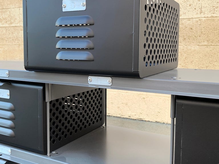 Custom Locker Basket Unit in Matte Black and Natural Steel For Sale at ...