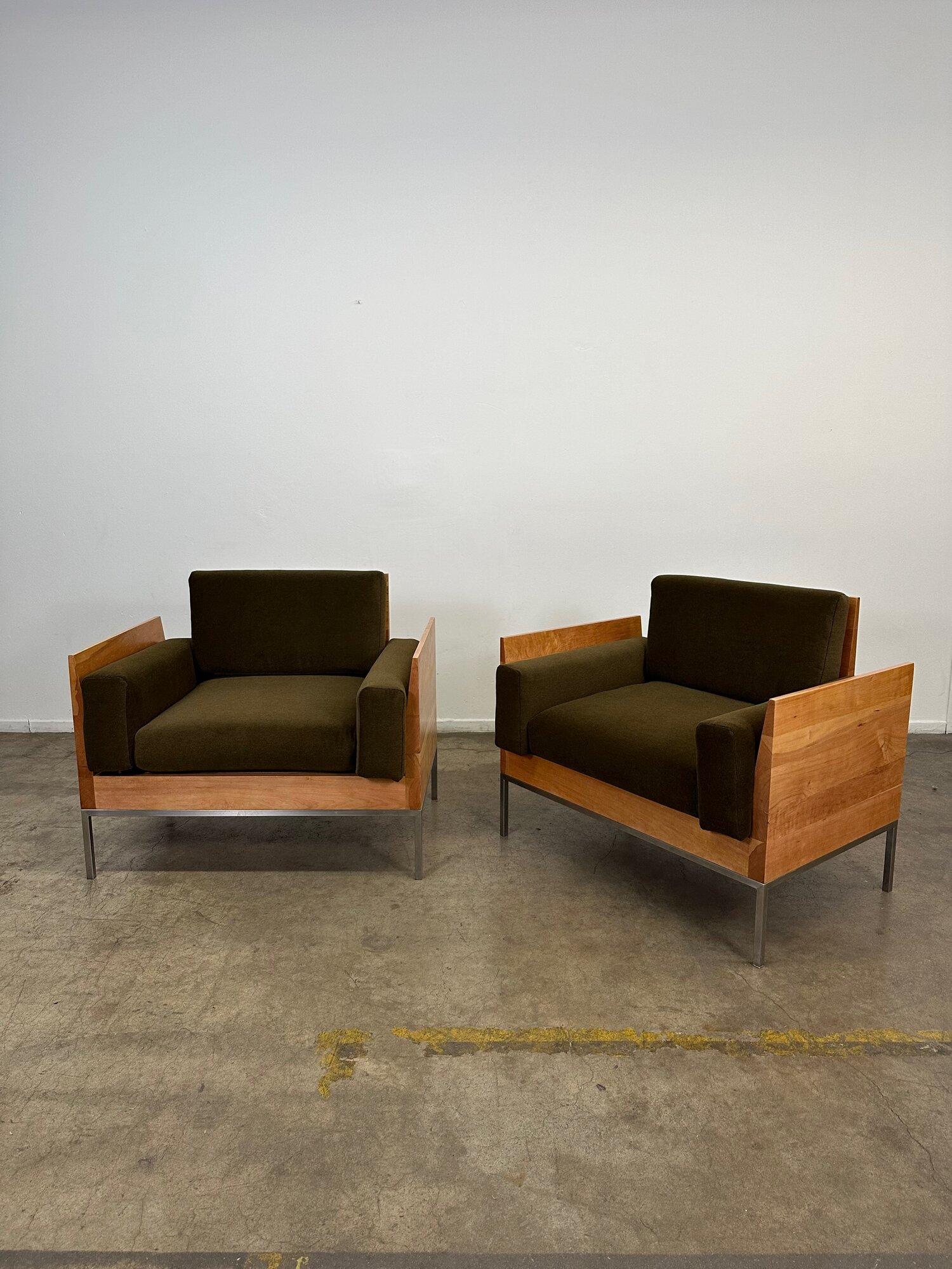Custom angular lounge chairs- selling separately For Sale at 1stDibs