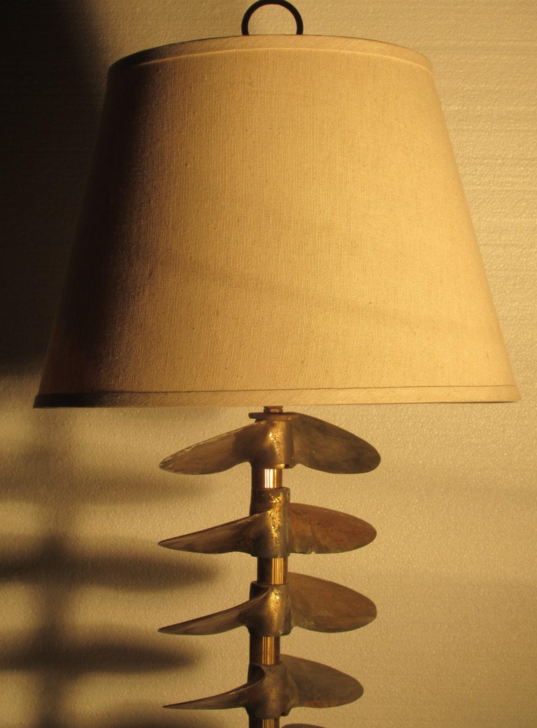 Custom Antique Nautical Theme Lamp with Propellers and Porthole at 1stDibs
