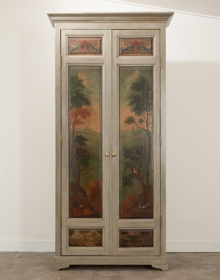 Custom Armoire Made with 19th Century Painted Boiserie Doors For Sale ...