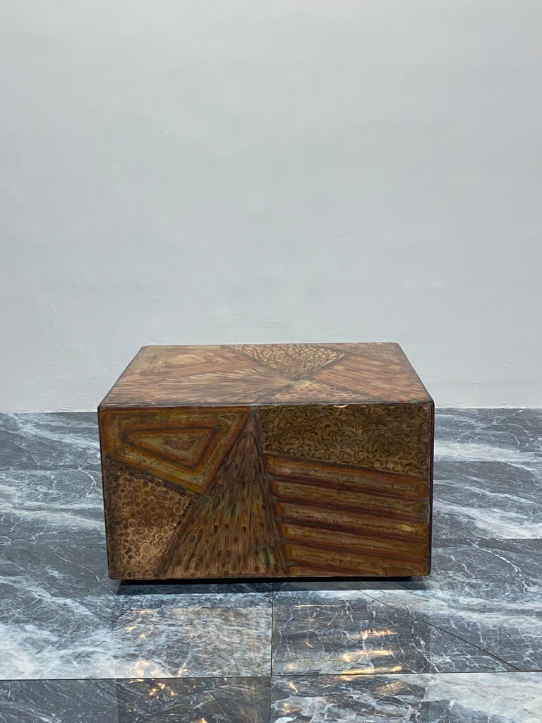 Custom Artist Welded Copper Coffee Table with Clear Resin Surface ...