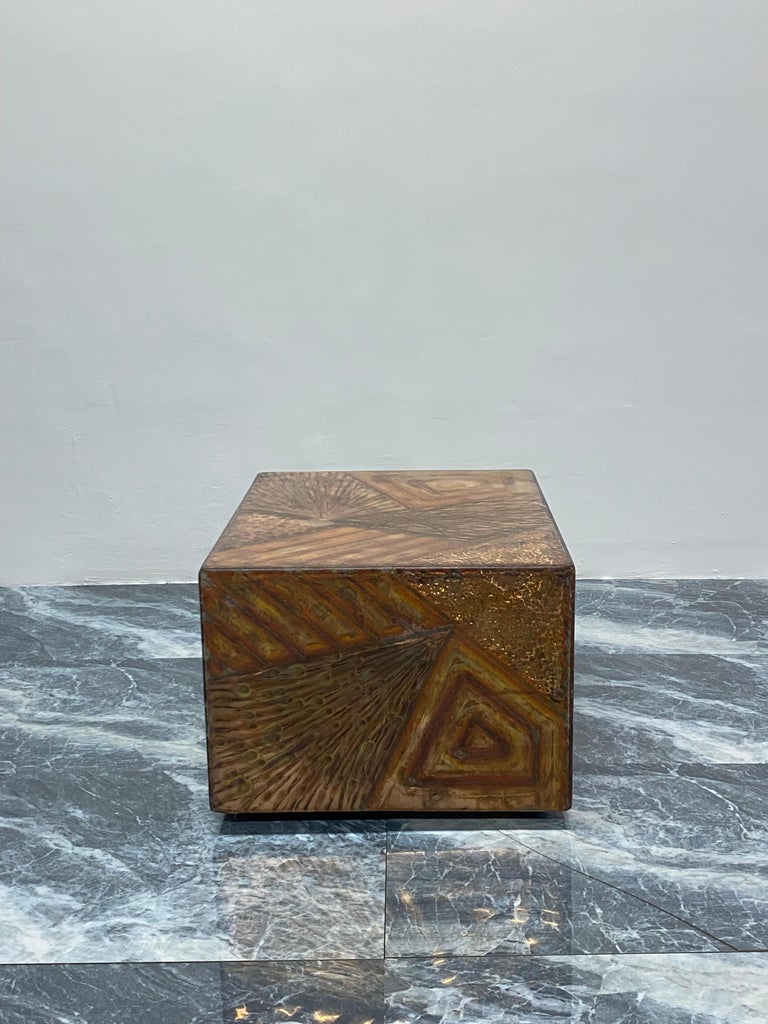 Custom Artist Welded Copper Coffee Table with Clear Resin Surface ...