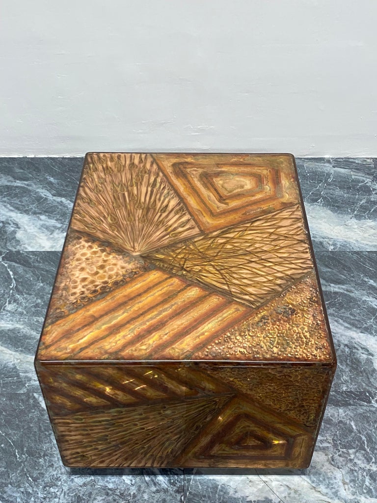 Custom Artist Welded Copper Coffee Table with Clear Resin Surface ...