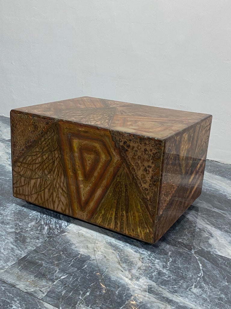 Custom Artist Welded Copper Coffee Table with Clear Resin Surface ...
