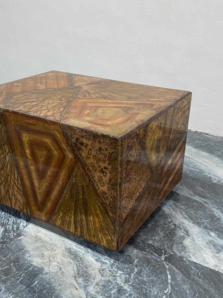 Custom Artist Welded Copper Coffee Table with Clear Resin Surface ...