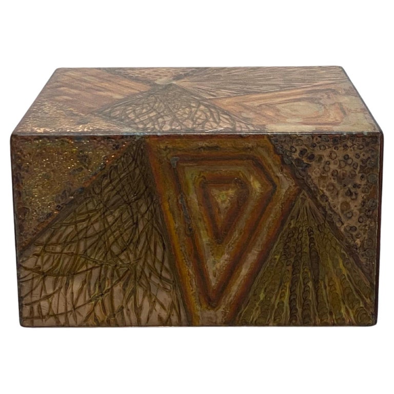 Custom Artist Welded Copper Coffee Table with Clear Resin Surface ...