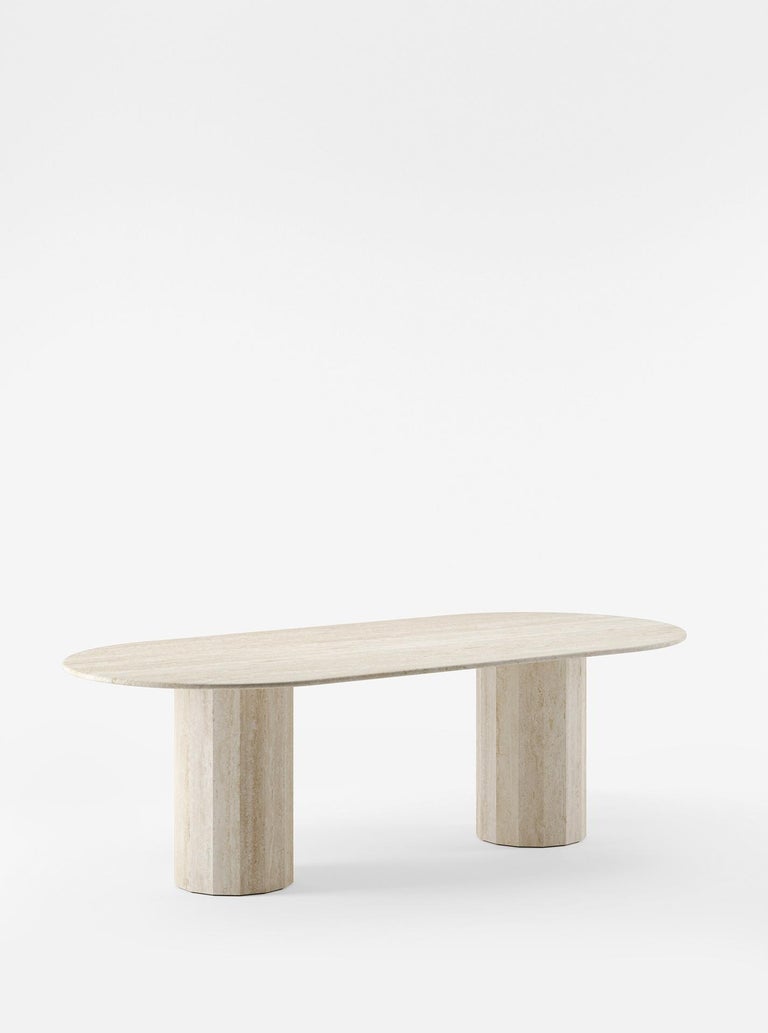 Custom Ashby Oval Dining Table in Honed Travertine For Sale at 1stDibs