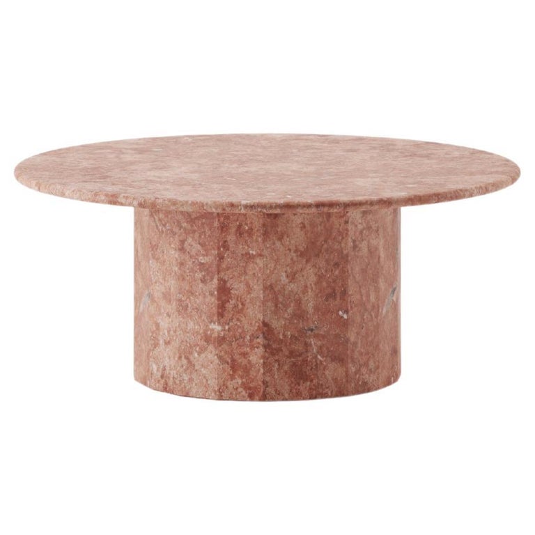 Custom Ashby Round Coffee Table Handcrafted in Red / Pink Travertine 24 ...