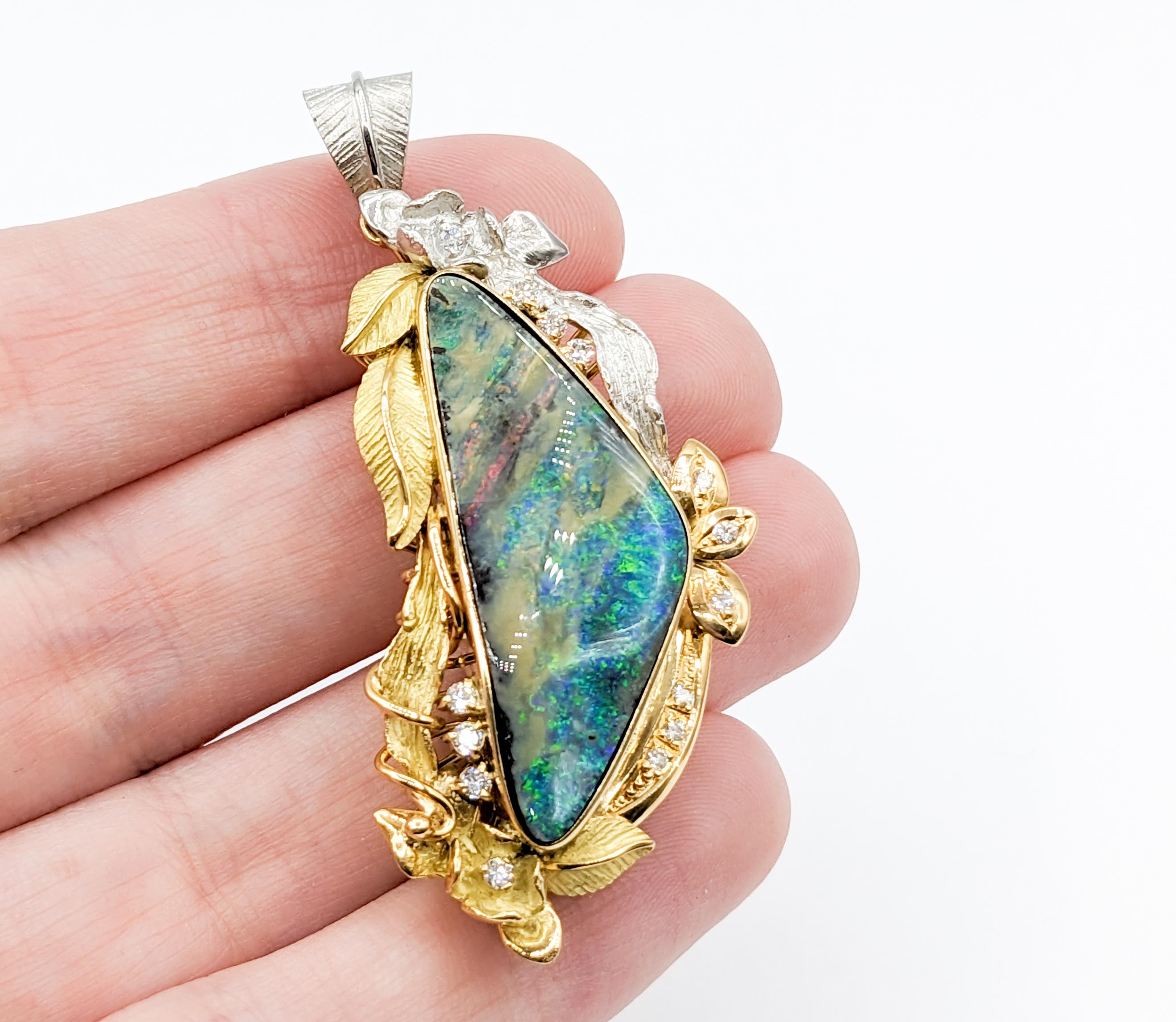 Custom Australian Boulder Opal Set in Platinum and 18kt Gold For Sale ...