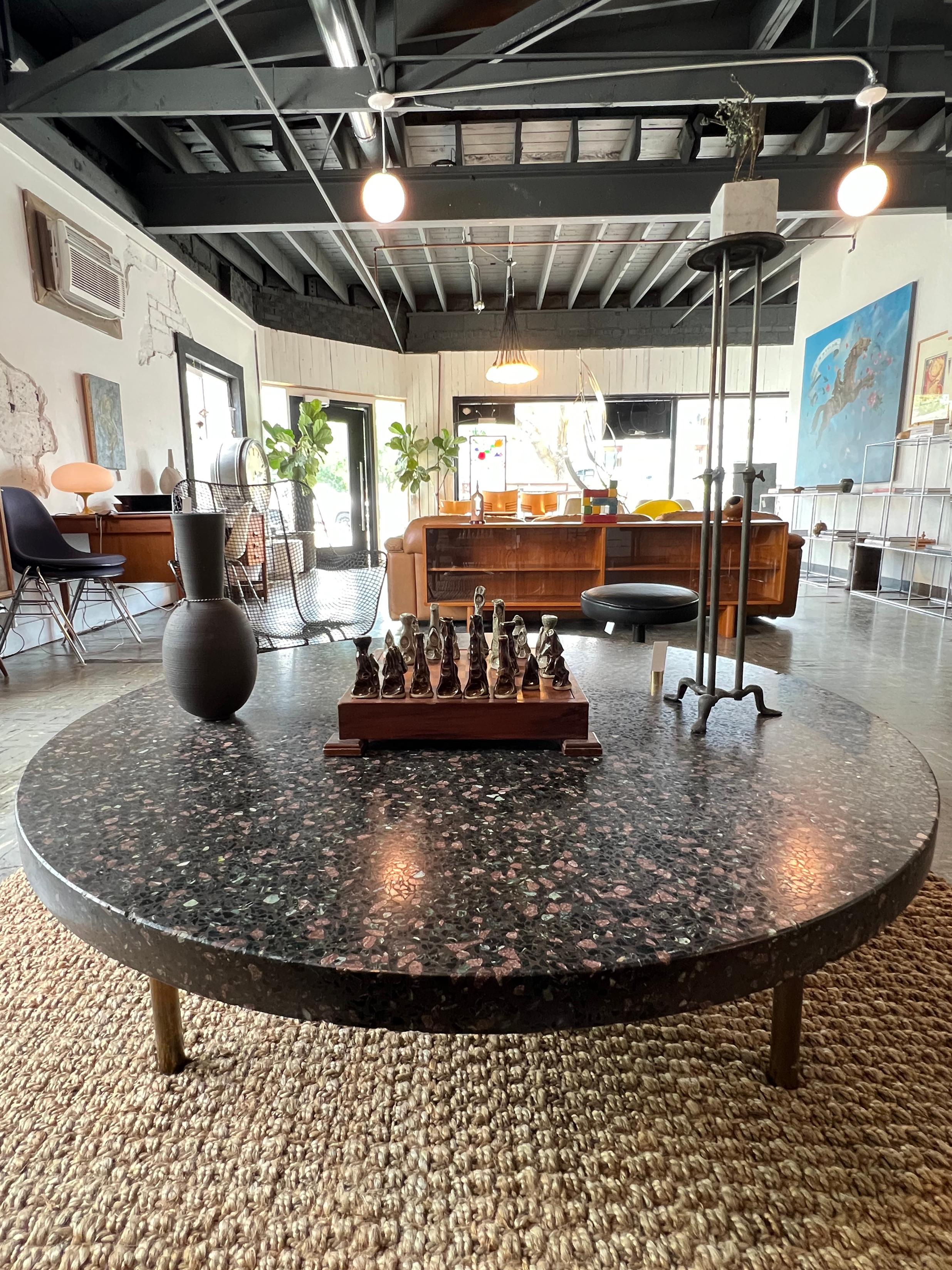 Custom Black Terrazzo Coffee Table with Copper Legs at 1stDibs | table ...