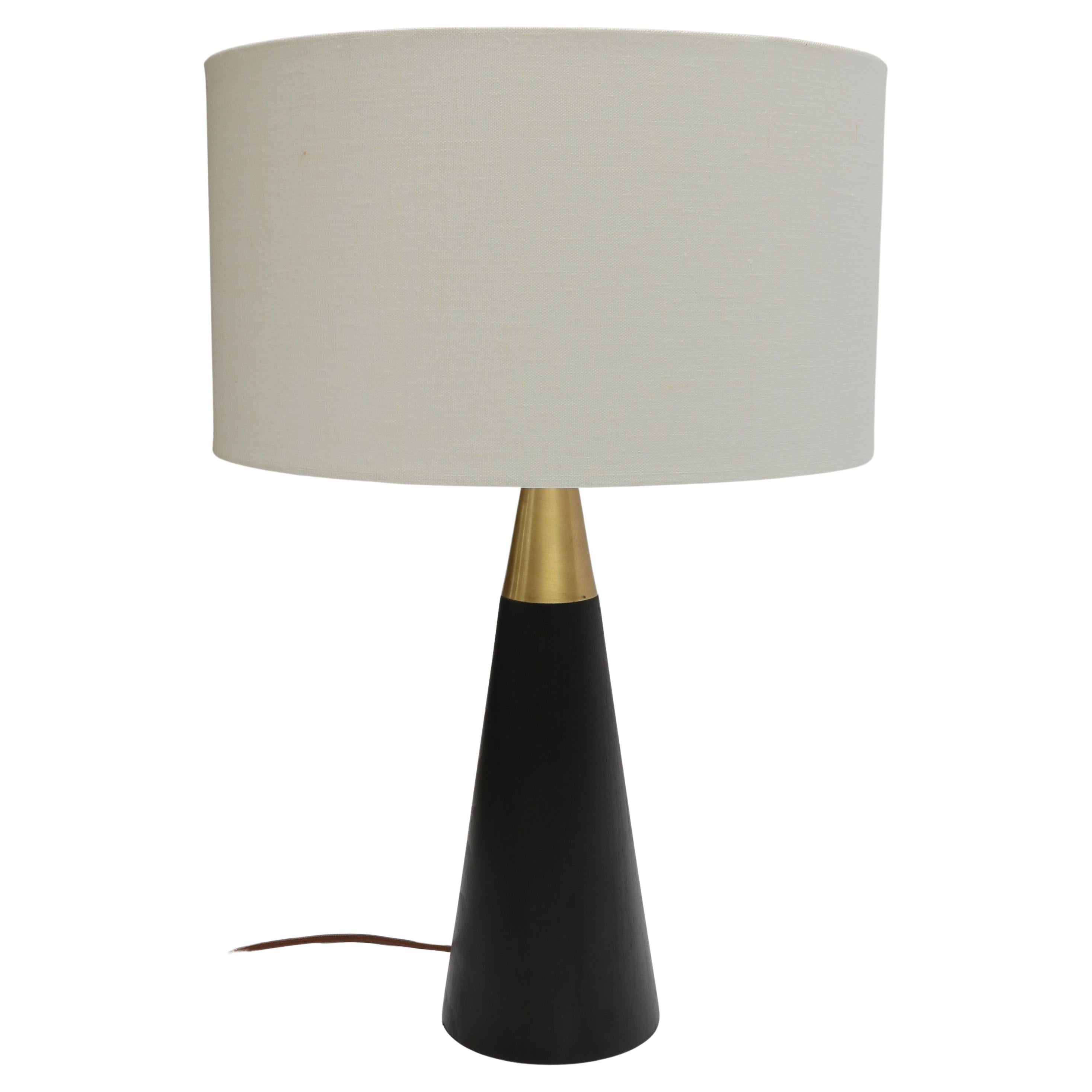 Yama Table Lamp, Small in Brass with Aged Patina and Linen Shade For ...