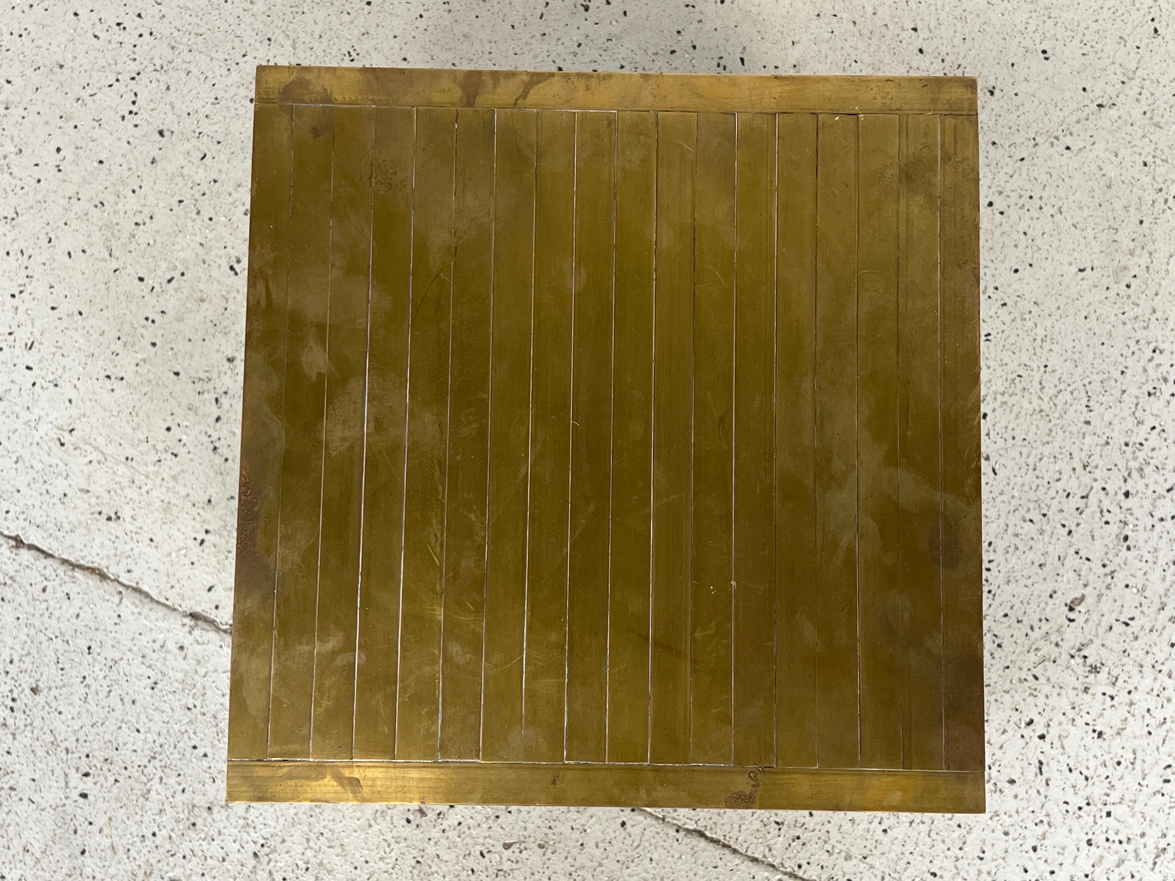 Custom Brass and Zebra Side Table / Box For Sale at 1stDibs