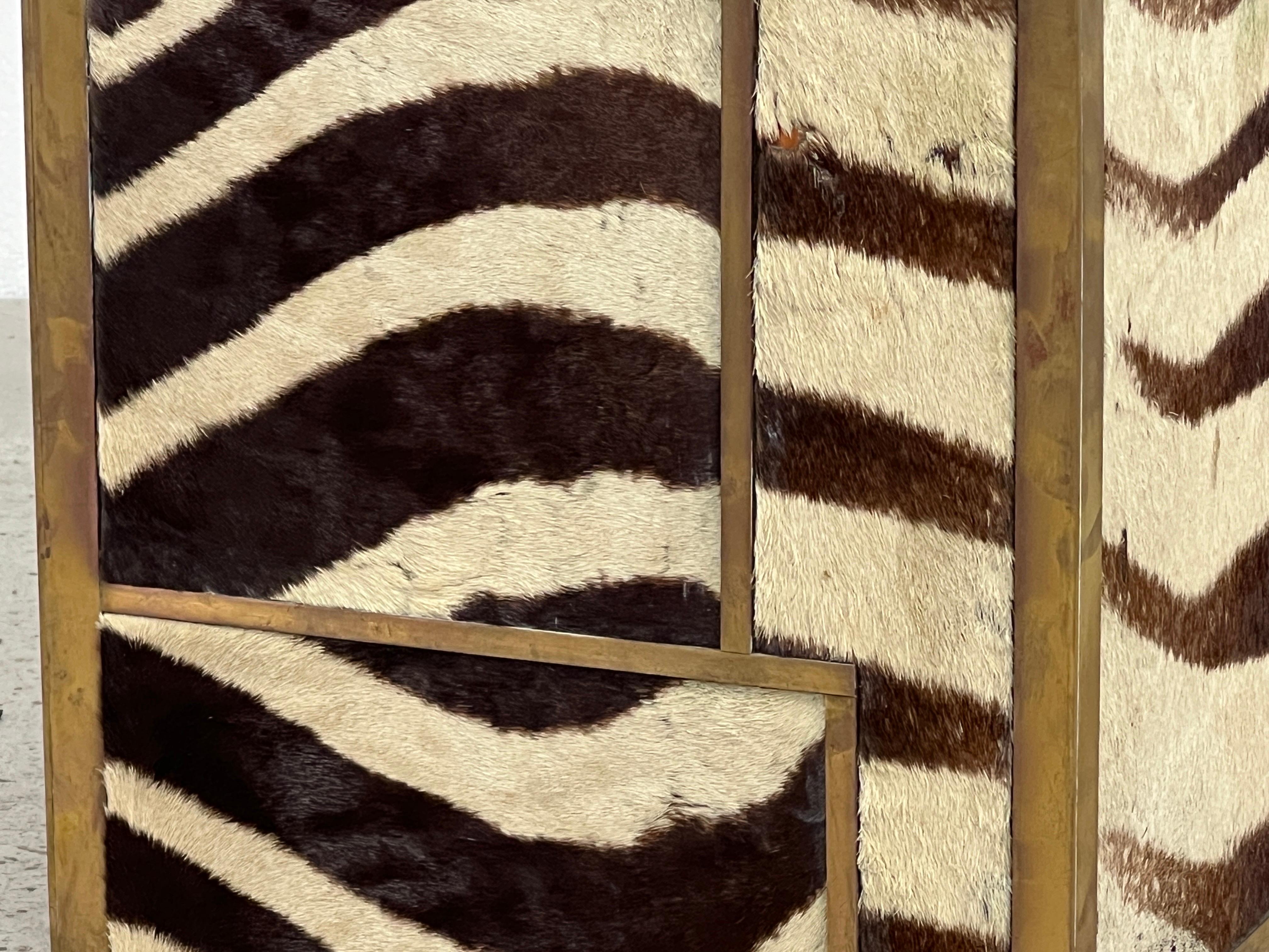 Custom Brass and Zebra Side Table / Box For Sale at 1stDibs