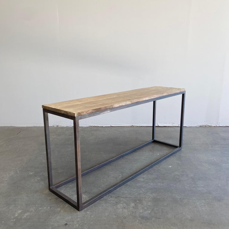 Custom Brick Makers Console Table Iron and Reclaimed Elm Wood For Sale ...