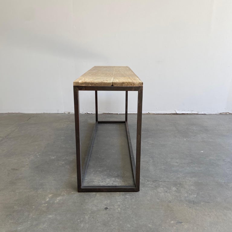 Custom Brick Makers Console Table Iron and Reclaimed Elm Wood For Sale ...