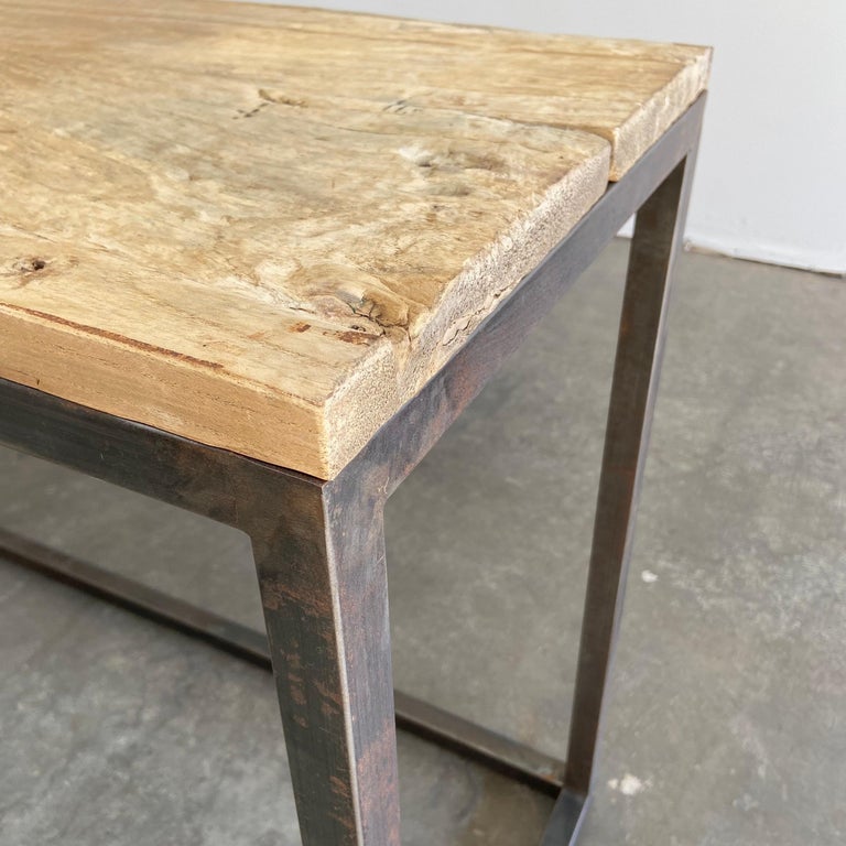 Custom Brick Makers Console Table Iron and Reclaimed Elm Wood For Sale ...