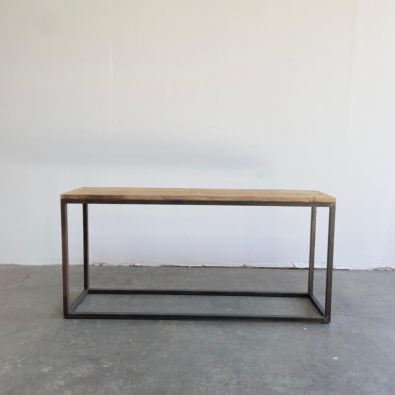 Custom Brick Makers Console Table Iron and Reclaimed Elm Wood For Sale ...
