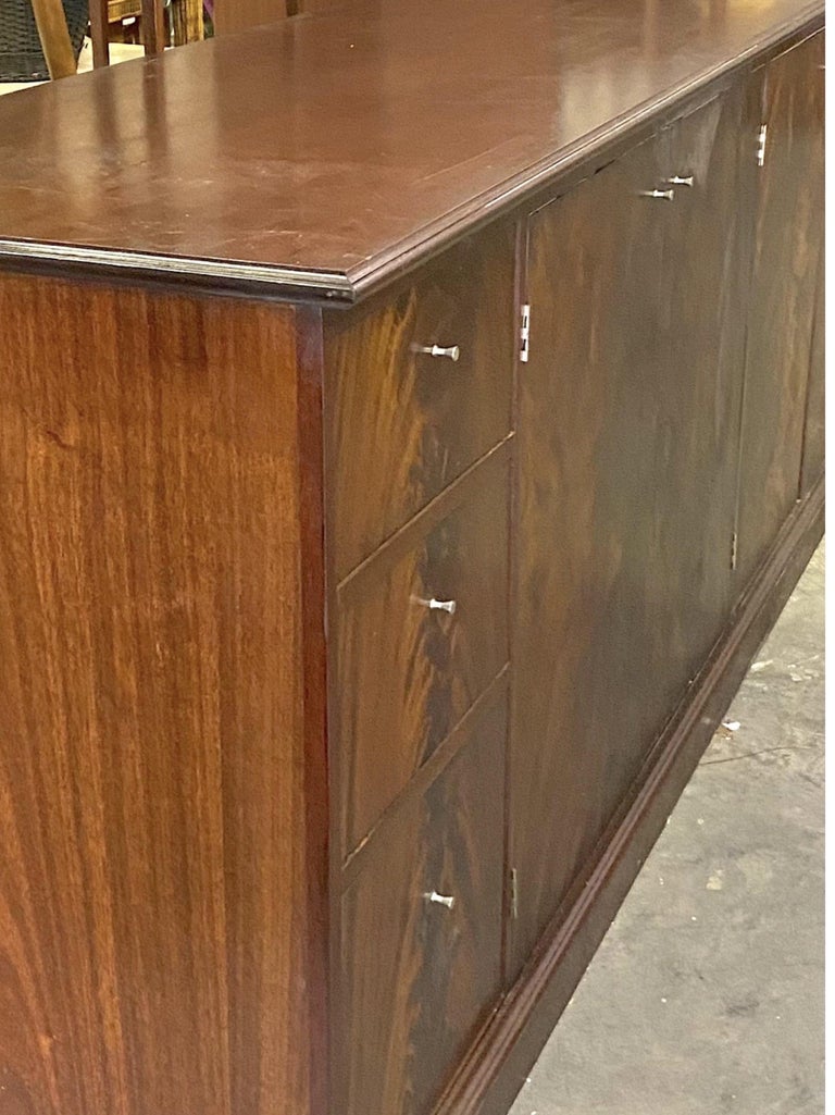 Custom Built Flame Mahogany Long Credenza For Sale at 1stDibs