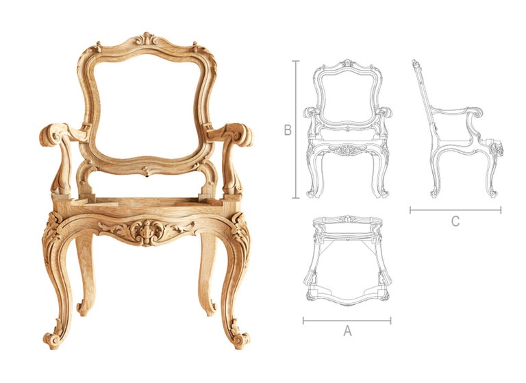 Custom Carved Chair Frame from Oak, Wooden Furniture Part For Sale at ...