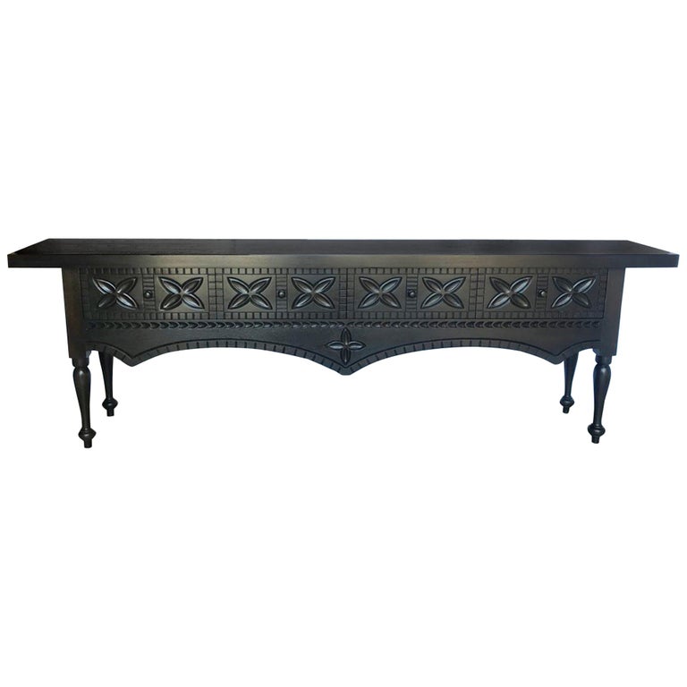 Custom Carved Console with Drawers For Sale at 1stDibs