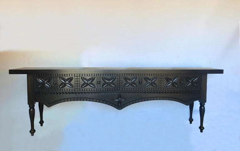 Custom Carved Console with Drawers For Sale at 1stDibs