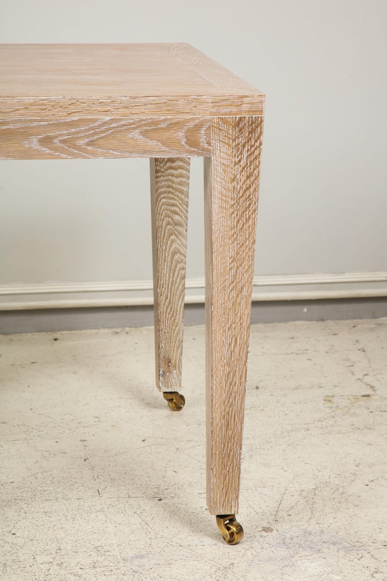 Custom Cerused Oak Square Side Table on Castors For Sale at 1stDibs ...