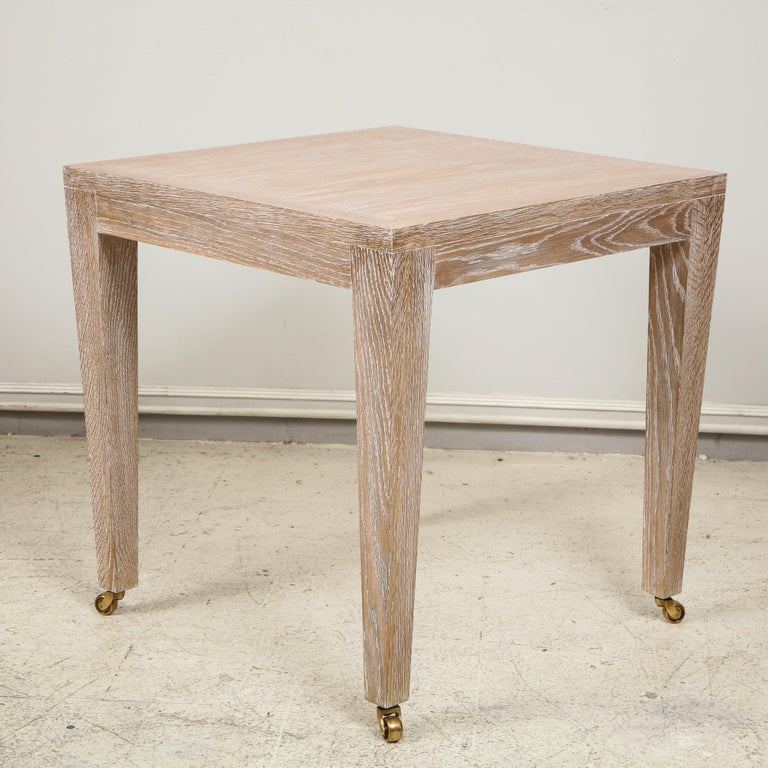 Custom Cerused Oak Square Side Table on Castors For Sale at 1stDibs ...