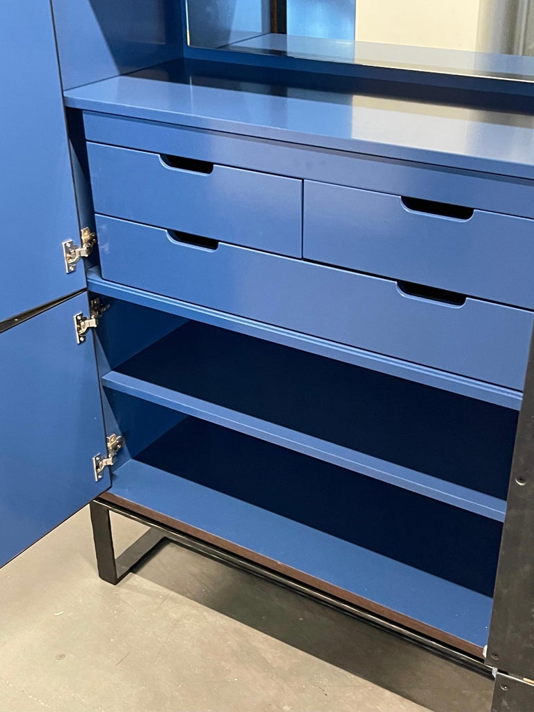 Modern Chelsea Leather Bar Cabinet with Forged Metal by Ercole Home For ...