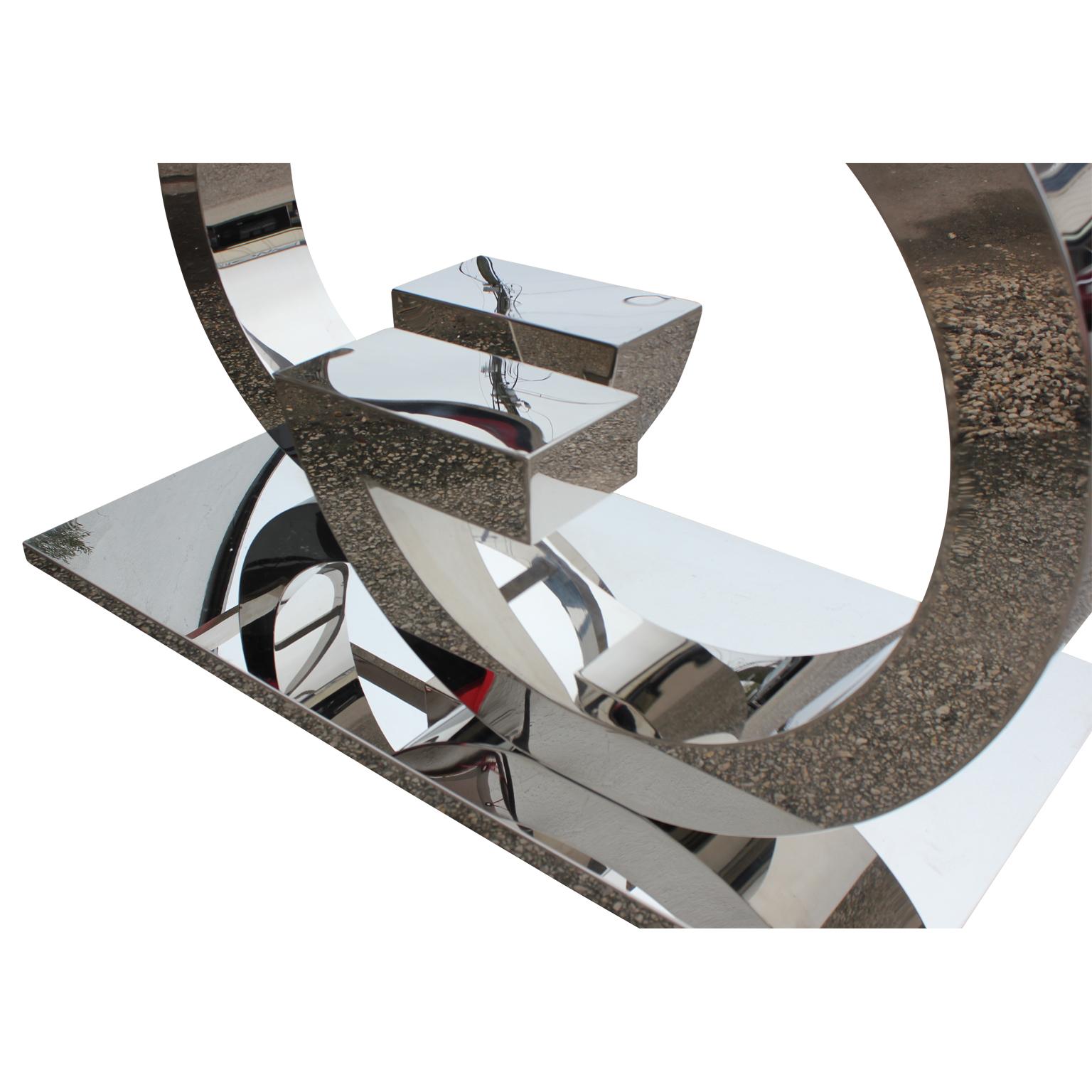 Custom Chrome GG Dining Table Inspired by Gucci with Glass Top For Sale ...