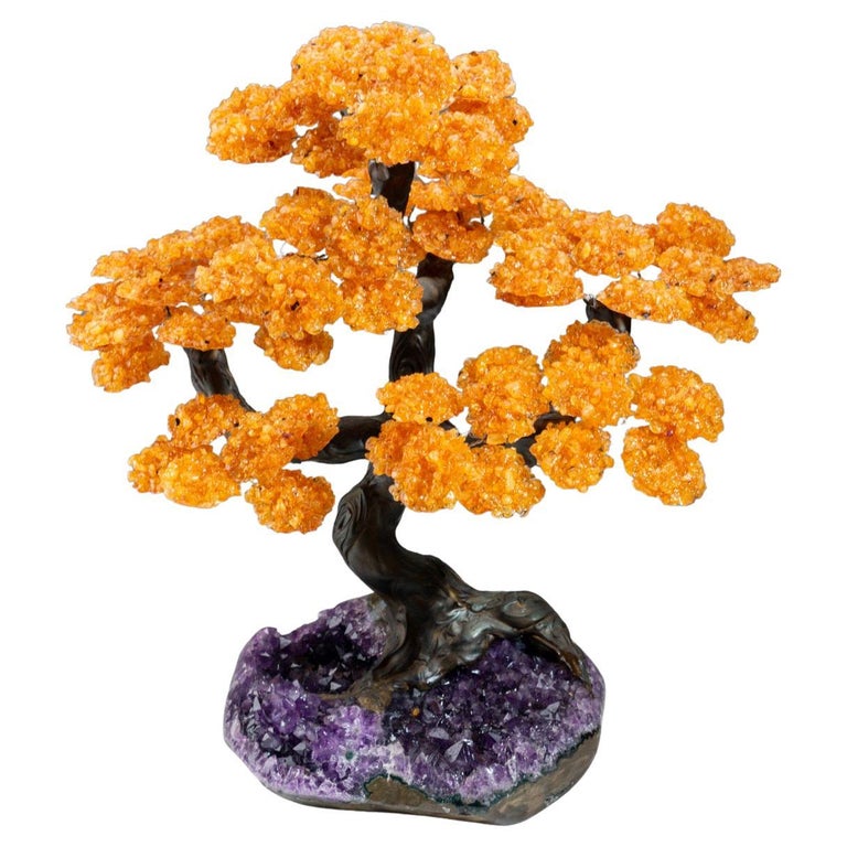 Custom, Citrine Clustered Gemstone Tree on Amethyst Matrix, 'The Money ...
