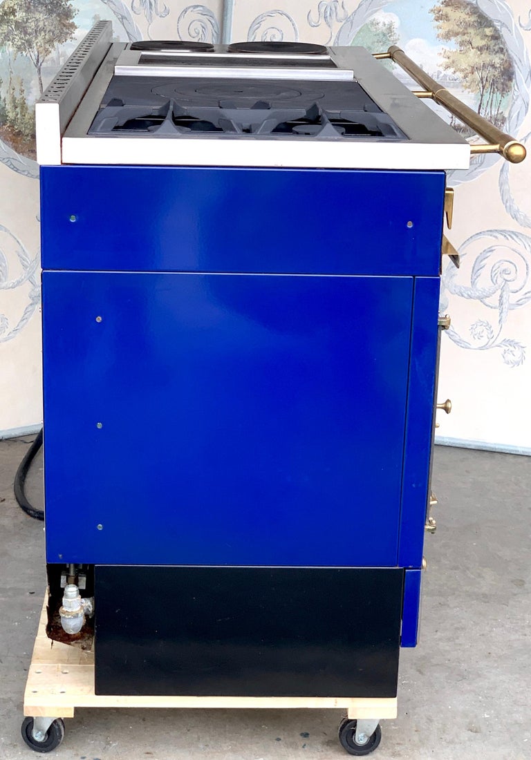 Custom Cobalt Blue and Brass La Cornue Château Series, Dual Fuel Range ...