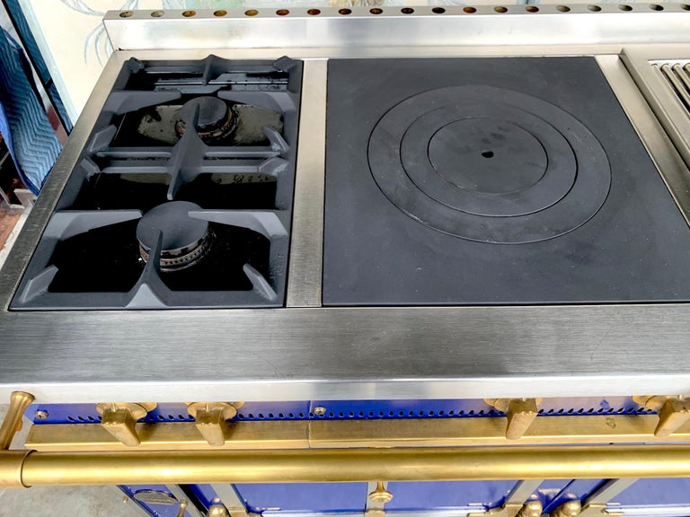 Custom Cobalt Blue and Brass La Cornue Château Series, Dual Fuel Range ...