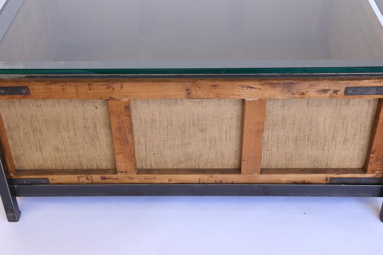 Custom Coffee Table Made from Vintage German Cigar Bin, Iron and Glass ...