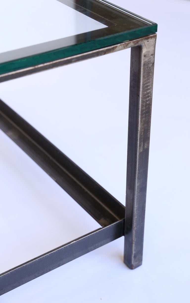 Custom Coffee Table Made from Vintage German Cigar Bin, Iron and Glass ...