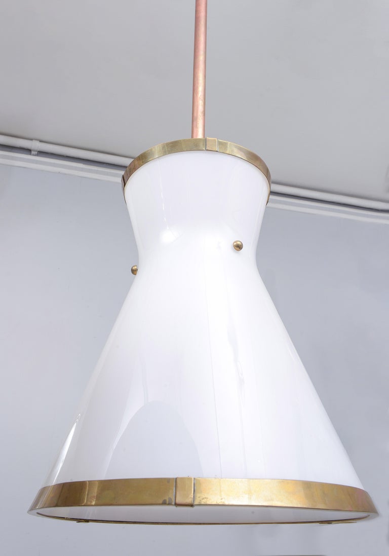Custom Cone-Shaped Glass and Brass Fixture For Sale at 1stDibs