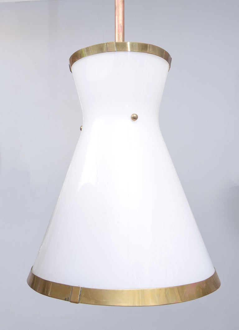 Custom Cone-Shaped Glass and Brass Fixture For Sale at 1stDibs