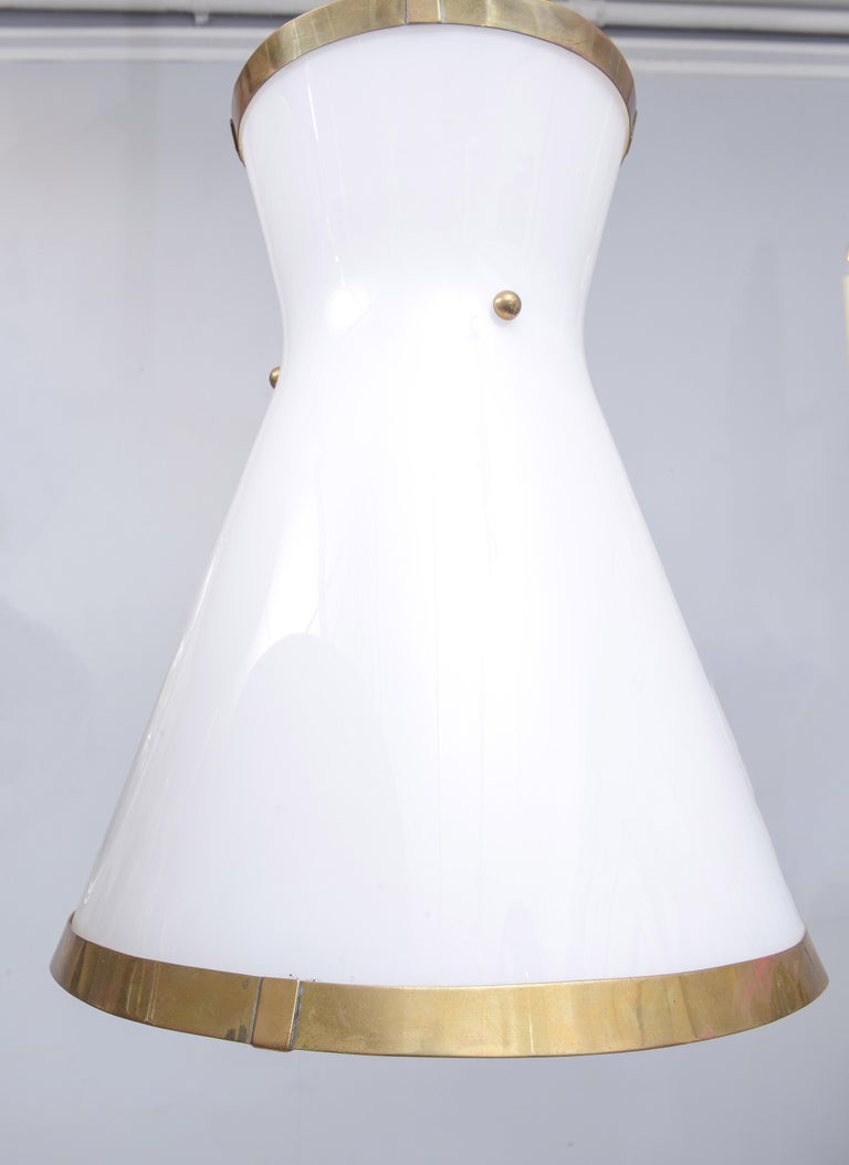 Custom Cone-Shaped Glass and Brass Fixture For Sale at 1stDibs