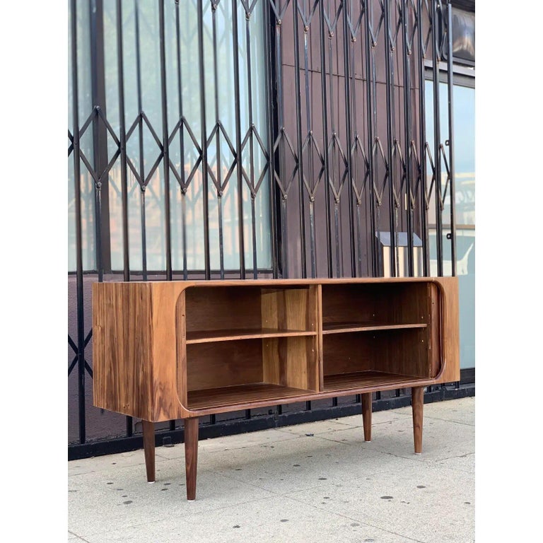 Custom Contemporary Midcentury Tambour Door Sideboard For Sale at 1stDibs