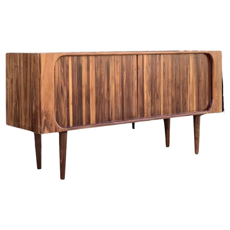 Custom Contemporary Midcentury Tambour Door Sideboard For Sale at 1stDibs