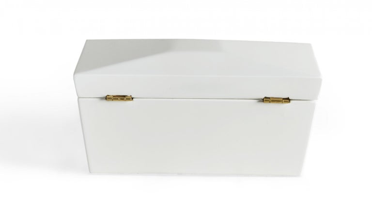 Custom Contemporary White Lacquered Rectangular Wooden Decorative Box ...