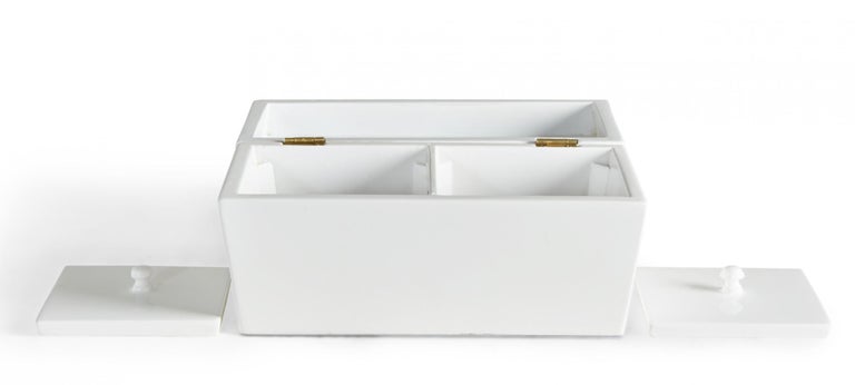 Custom Contemporary White Lacquered Rectangular Wooden Decorative Box ...