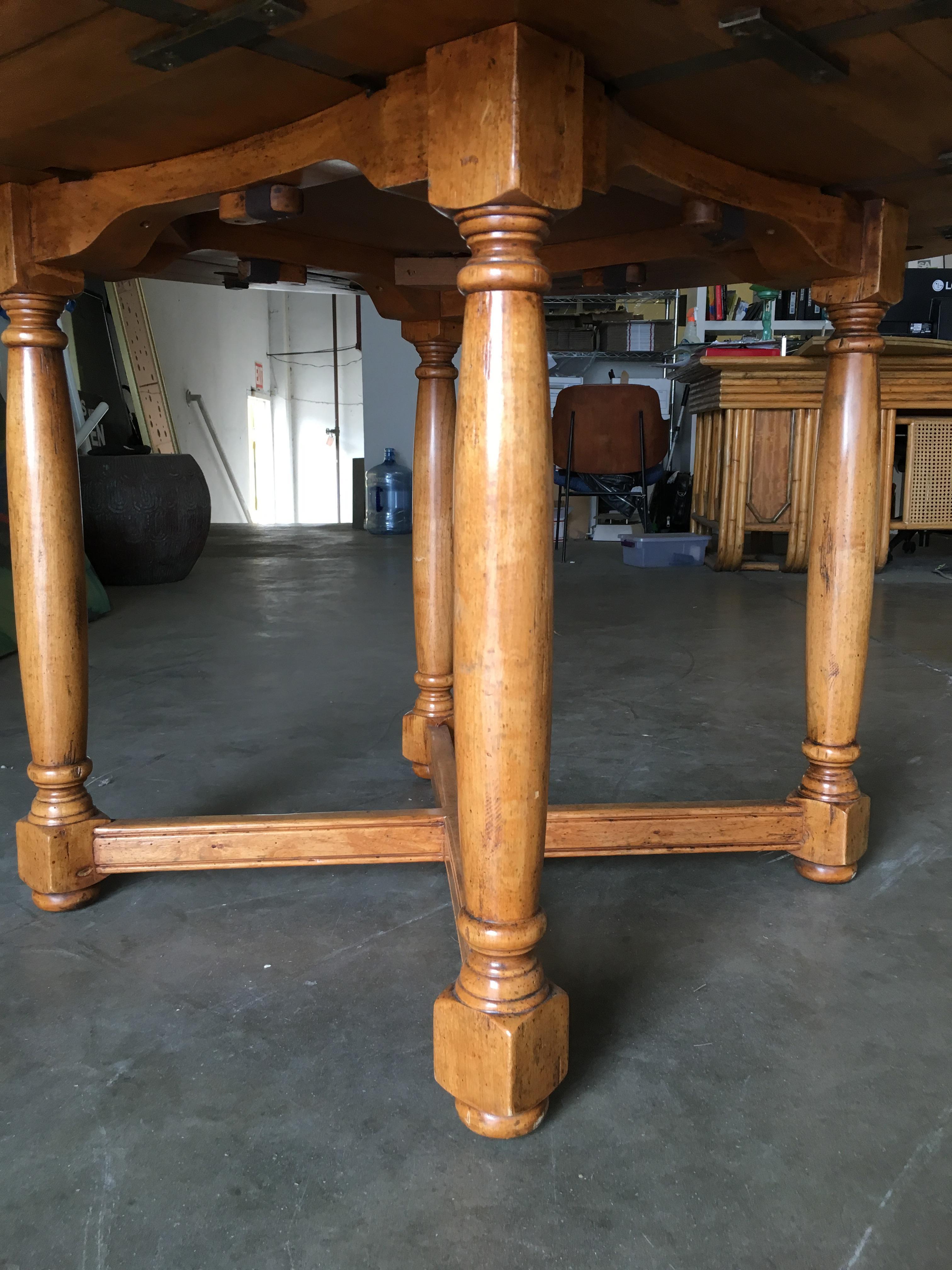 Custom Crafted Oak Drop-Leaf Gate Leg Dining/Game Table at 1stDibs ...