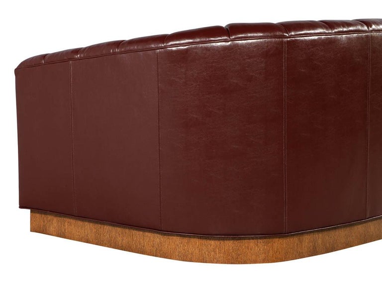 Custom Curved Channel Back Leather Sofa by Carrocel For Sale at 1stDibs