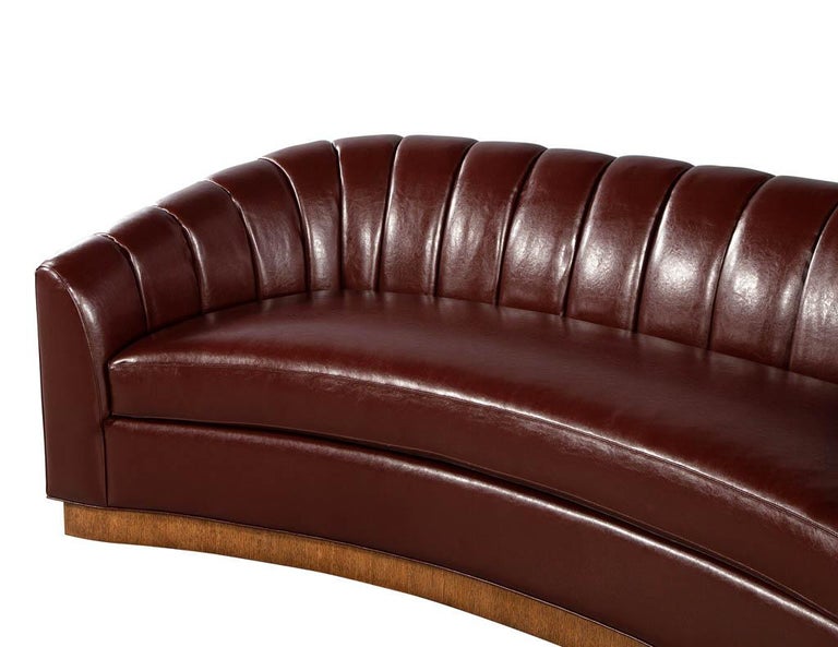 Custom Curved Channel Back Leather Sofa by Carrocel For Sale at 1stDibs