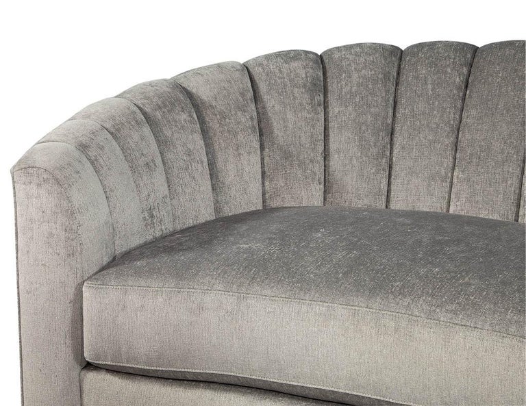 Custom Curved Channel Back Sofa with Gold Leaf Base For Sale at 1stDibs ...