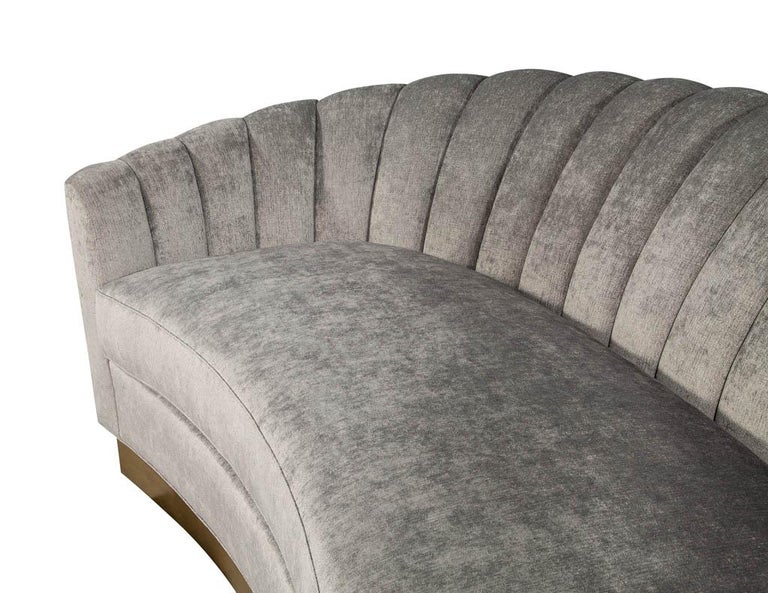 Custom Curved Channel Back Sofa with Gold Leaf Base For Sale at 1stDibs ...
