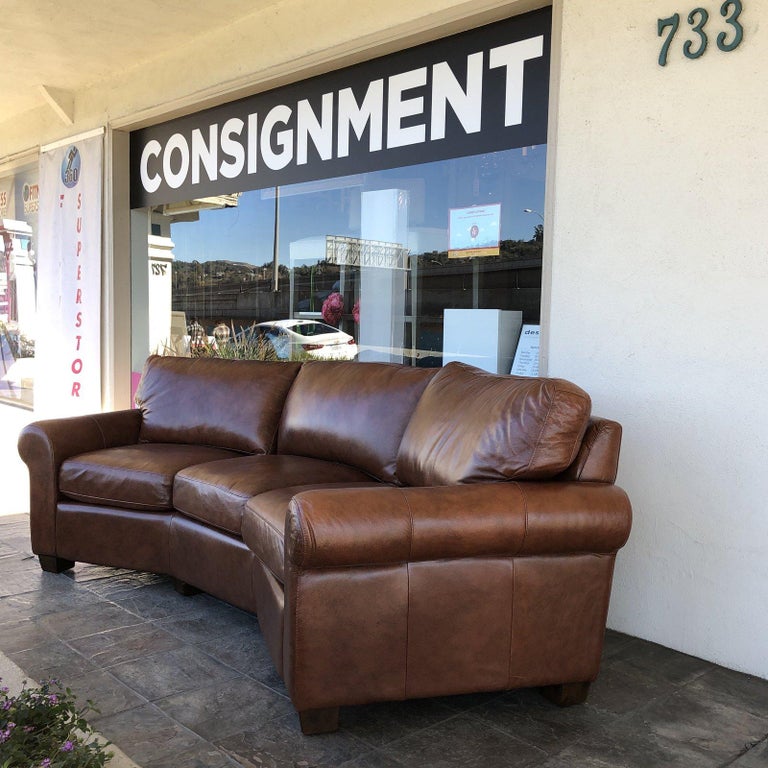 Custom Curved Leather Sofa by Omnia Leather at 1stDibs