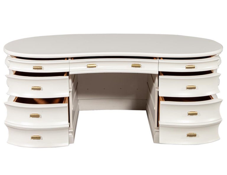 Custom Curved Modern Cream Executive Desk at 1stDibs