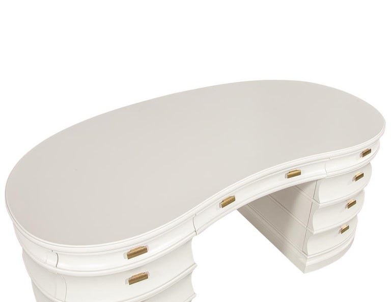 Custom Curved Modern Cream Executive Desk at 1stDibs