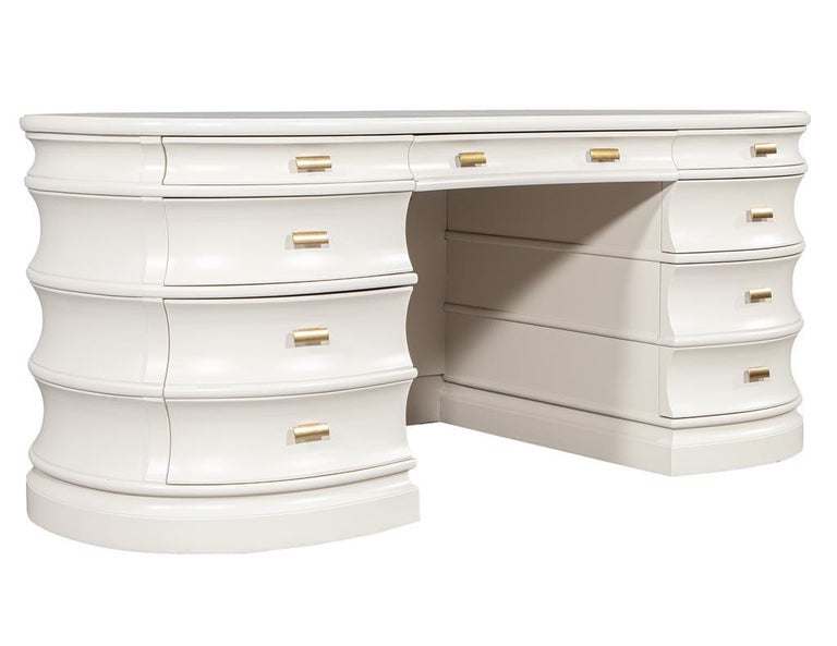 Custom Curved Modern Cream Executive Desk at 1stDibs